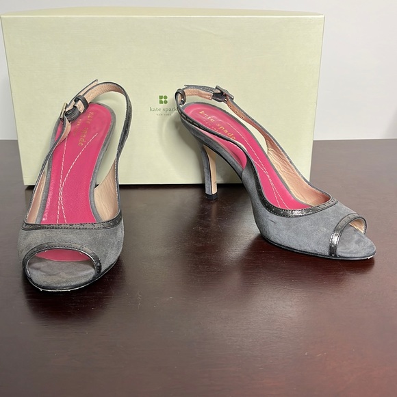kate spade | Shoes | Kate Spade 35 Karolina Grey Suede Sling Back ...